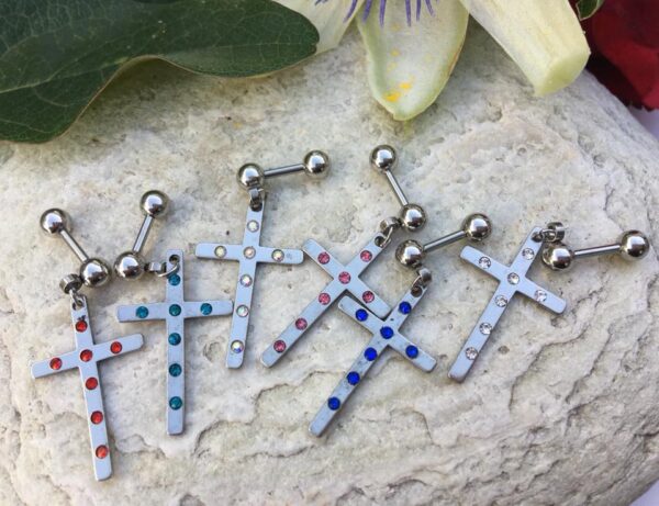 Piercing Cruz 2cm con varios stras – AB Acero